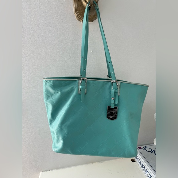 Longchamp | Bags | Longchamp Lm Cuir Large Tote Lagoon Blue Bag Leather ...